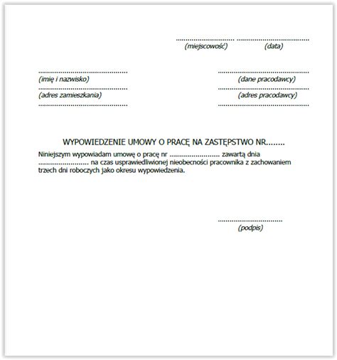Å 14 Grunner til Wypowiedzenie Umowy O Pracę Wzór wypowiedzenie