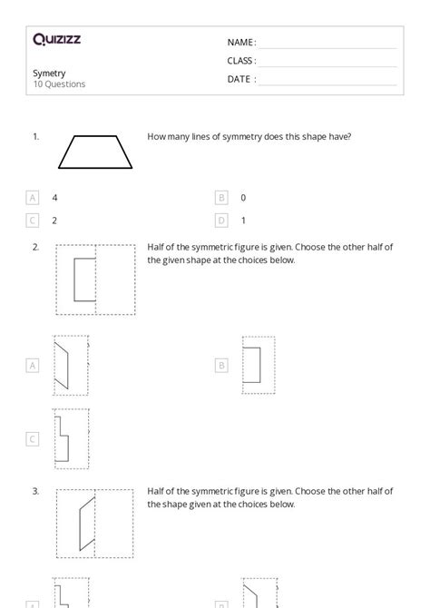 50 Lines Of Symmetry Worksheets For 3rd Class On Quizizz Free