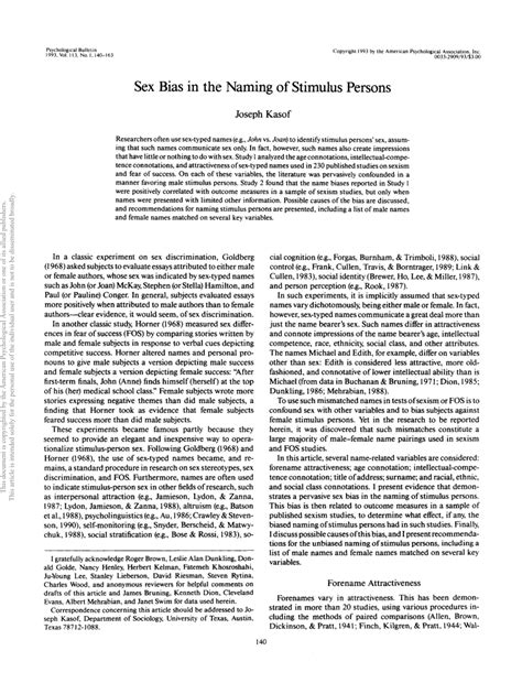pdf sex bias in naming of stimulus persons