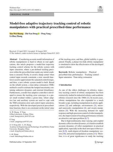 pdf model free adaptive trajectory tracking control of robotic manipulators with practical