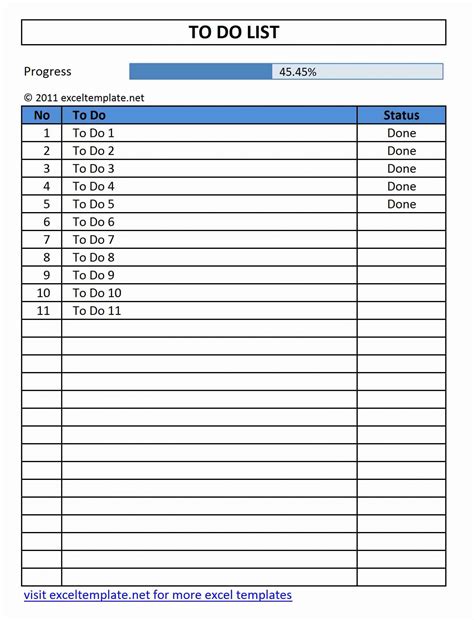 Excel Spreadsheet Employee Task List Template