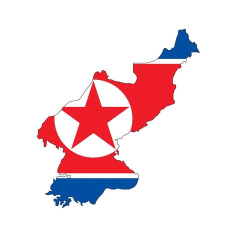 North Korea Map Silhouette With Flag On White Background 3331455 Vector