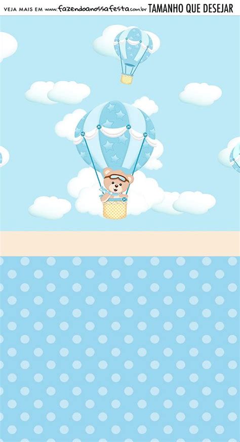 A Blue And White Background With Two Hot Air Balloons In The Sky