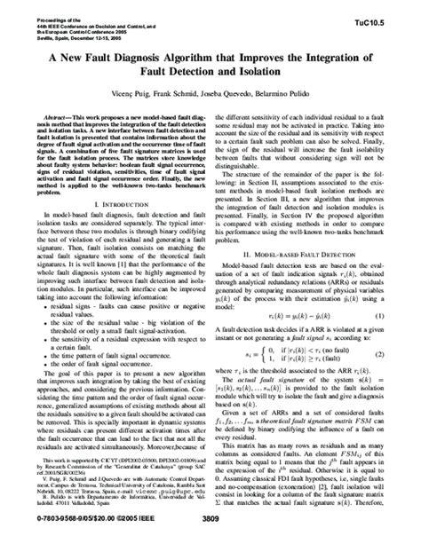 pdf a new fault diagnosis algorithm that improves the integration of fault detection and