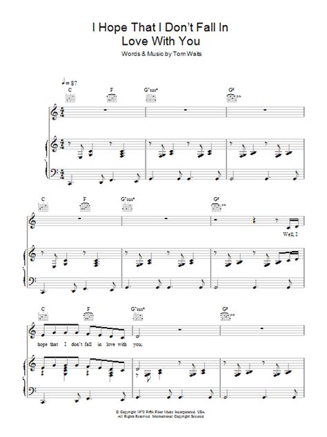I Hope That I Don T Fall In Love With You Sheet Music Direct