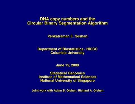dna copy numbers and the circular binary segmentation algorithm