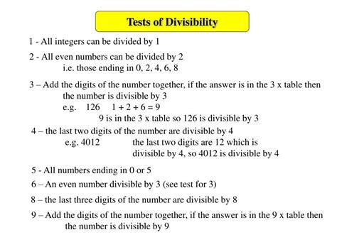 ppt tests of divisibility powerpoint presentation free download id 837316