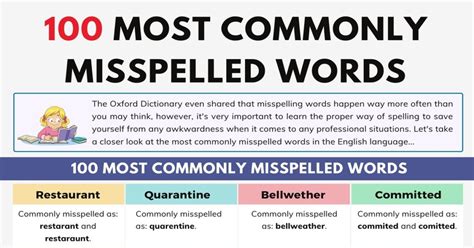 Top Commonly Misspelled Words In The English Language Esl