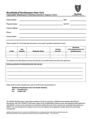 Fillable Online Injectable Medication Reimbursement Inquiry Form