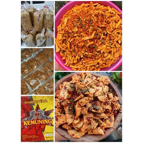 Jual BASRENG KEMUNING PEDAS DAUN JERUK VIRAL 100 Gr Keripik Stik Bakso