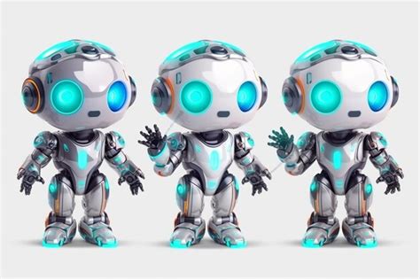 Premium AI Image Adorable AI Robot Chatbot Waving Set Isolated On A