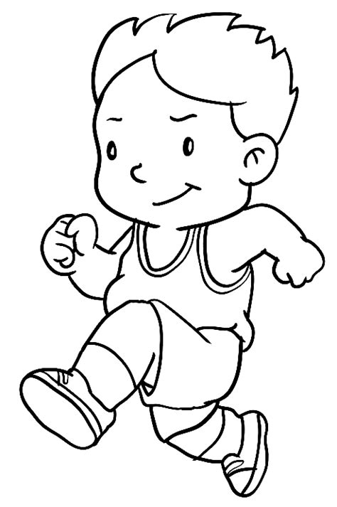 Dibujo de Niño lindo corriendo para colorear Dibujos para colorear