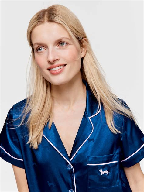 Navy Penny Chic Satin Pj Set Peter Alexander Online