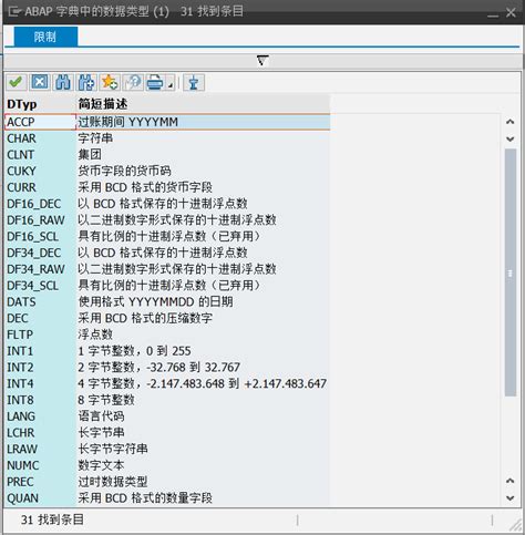 sap abap——数据类型（六）【预定义基本数据类型详解】 sap 数据类型 1 sap定义类型 csdn博客