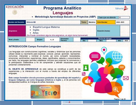 Programa Analítico Lenguajes Desarrollado Secundaria y Tele