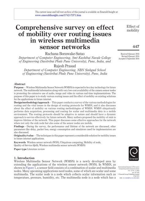 pdf comprehensive survey on effect of mobility over routing issues in wireless multimedia