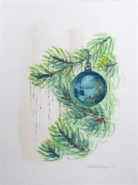 Tree And Ornaments Dec Watercolour On Paper Tree Watercolor