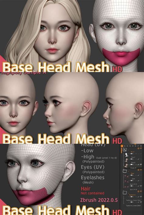 ArtStation Head Base Mesh HD Resources Header Zbrush Game