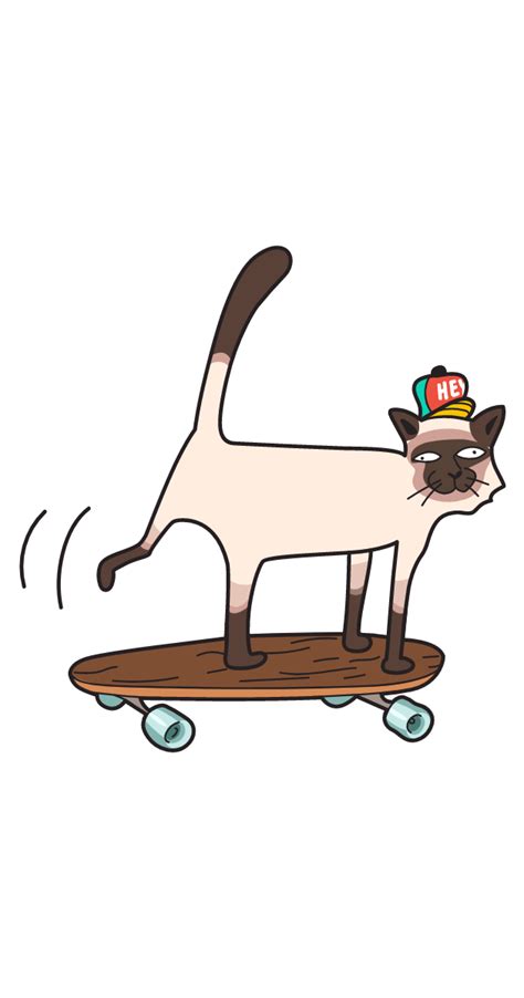 Cat On A Skateboard Sticker Skateboard Stickers Giraffe Illustration