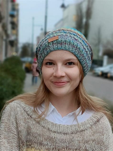 kolorowa czapka z merynosa ciekawe The Wool Art ღ art Madam pl