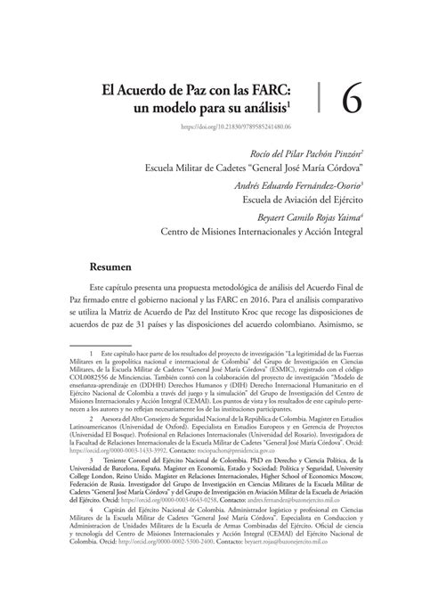PDF El Acuerdo de Paz con las FARC un modelo para su análisis