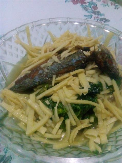 Filipino Food Labong With Saluyot Sauteed Bamboo Shoots With Fish