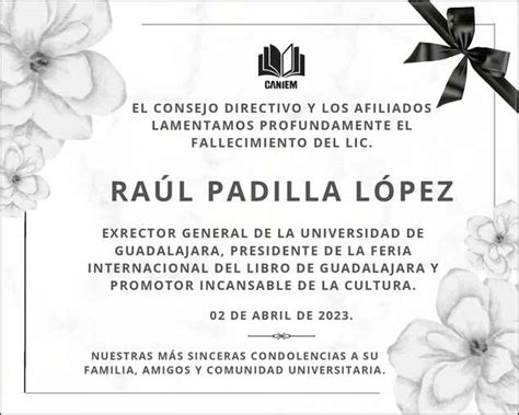 Lic Raúl Padilla López Obituario Esquela