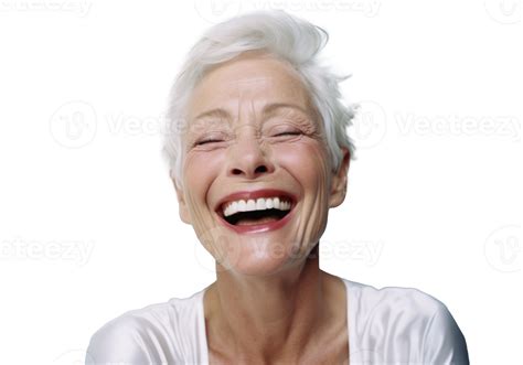 Ai Generated Attractive Older Woman Laughing Joyfully 36460966 Png