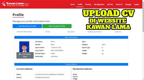 Cara Upload CV Di Website Kawan Lama Kawan Lama E Recruitment