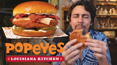 Trying The Blackened Bacon Cheese Chicken Sandwich From Popeye S