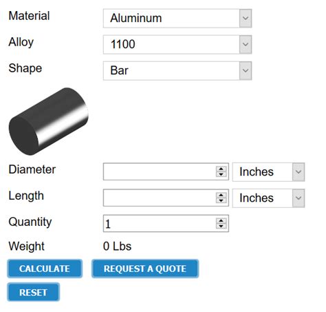 Online Metals Weight Calculator Blog Dandk