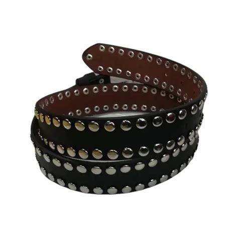Buy Silver Rivet Studded Belt Black Leather Leatherbeltsonline