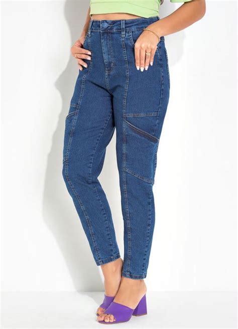 Cal A Jeans Mom Jeans Bolsos Laterais Sawary Sawary Jeans
