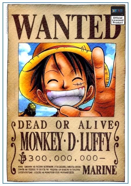 One Piece Anime Wanted Poster Monkey D Luffy Bounty Official Merch