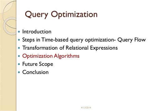 query execution time and query optimization