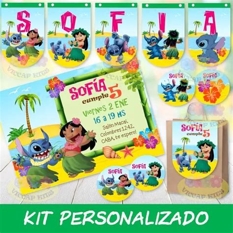 Kit Imprimible Lilo Y Stitch Invitaciones Personalizado Meses Sin