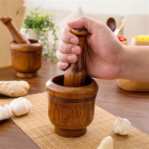 New Ml Wooden Garlic Press Ginger Garlic Crusher Food Grinder