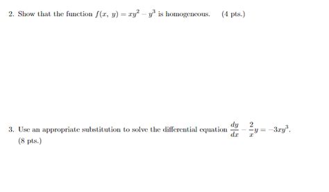 solved 2 show that the function f x y xy2−y3 is