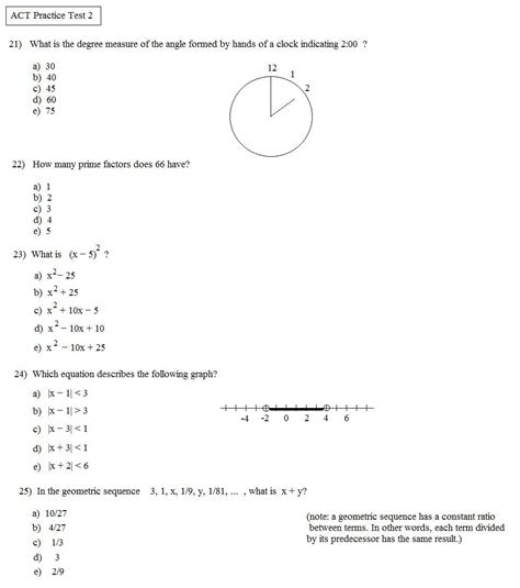 Act Math Practice Test Printable
