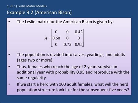 ppt chapter 9 leslie matrix models and eigenvalues powerpoint presentation id 6535943