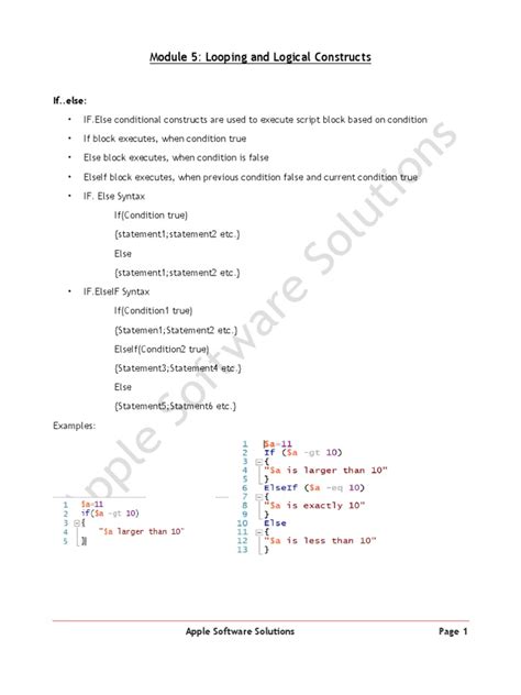 module 5 looping and logical constructs if else pdf control flow computer programming