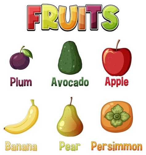 Conjunto De Frutas Dibujos Animados Vector Gratis