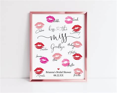 Printable Kiss The Miss Goodbye Sign Editable Template PDF INSTANT