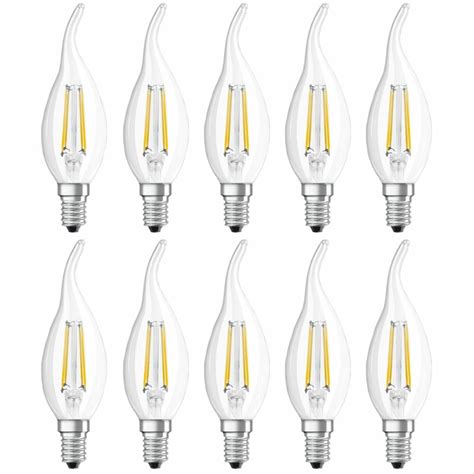10 x Radium LED Filament Leuchtmittel Windstoßkerze 4W 40W E14 klar