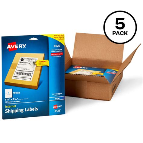 Avery Printable Blank Shipping Labels X White Off