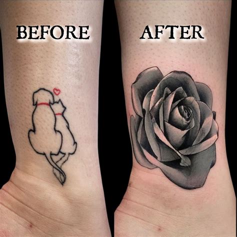 Flower Cover Up Tattoos Before And After