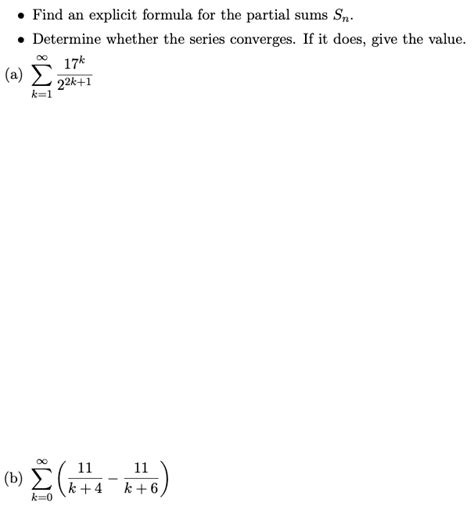 solved find an explicit formula for the partial sums sn