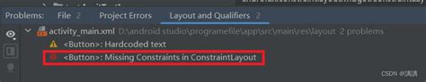 Missing Constraints in ConstraintLayout问题在Android Studio中的解决方法 android