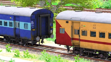 ICF UTKRISHT COUPLING ICF BLUE COACH BUMPY FROKED RAILROAD TRACKS