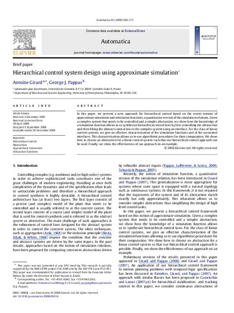 pdf hierarchical control system design using approximate simulation george pappas